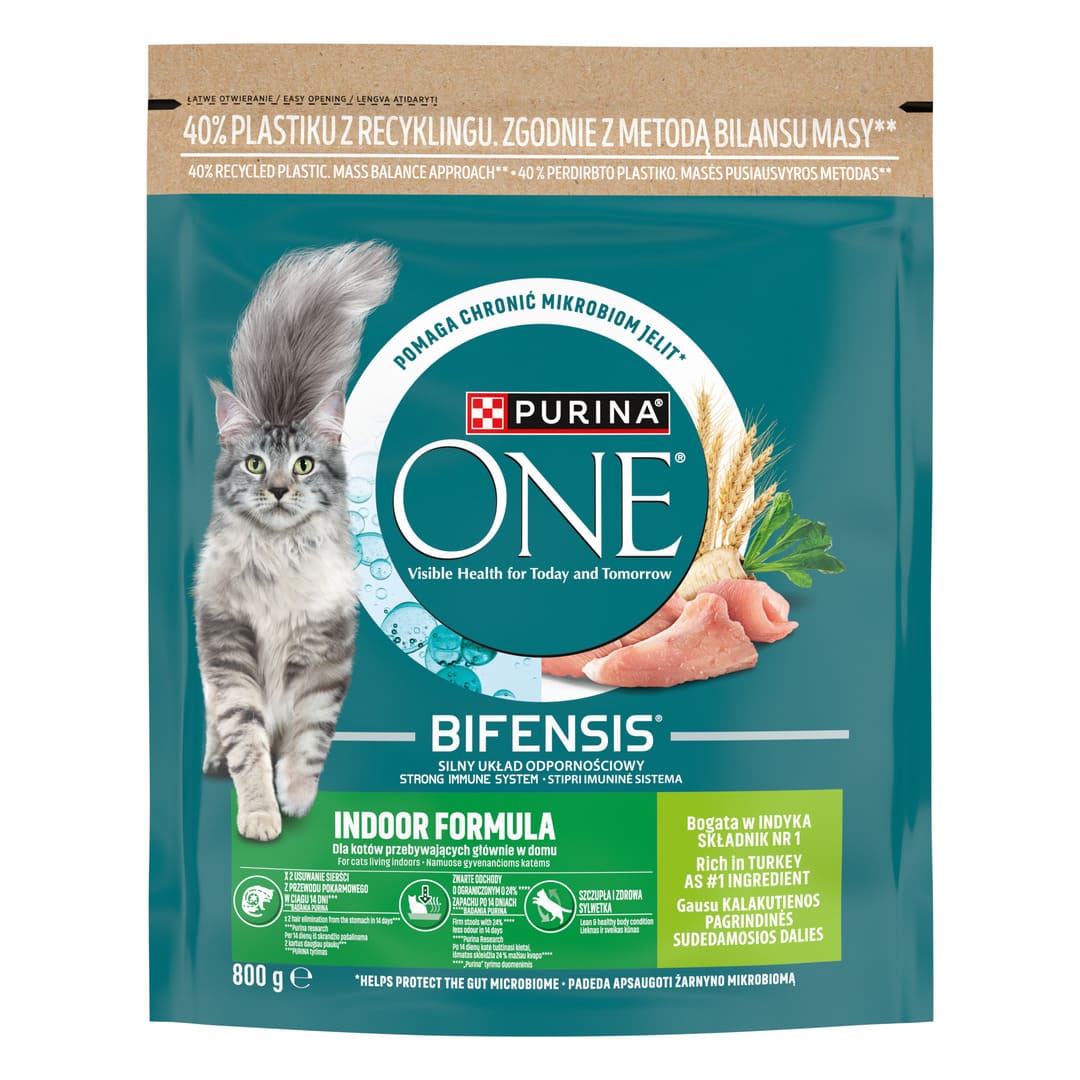 PURINA ONE® INDOOR, rohke kalkuniga, kuiv kassitoit